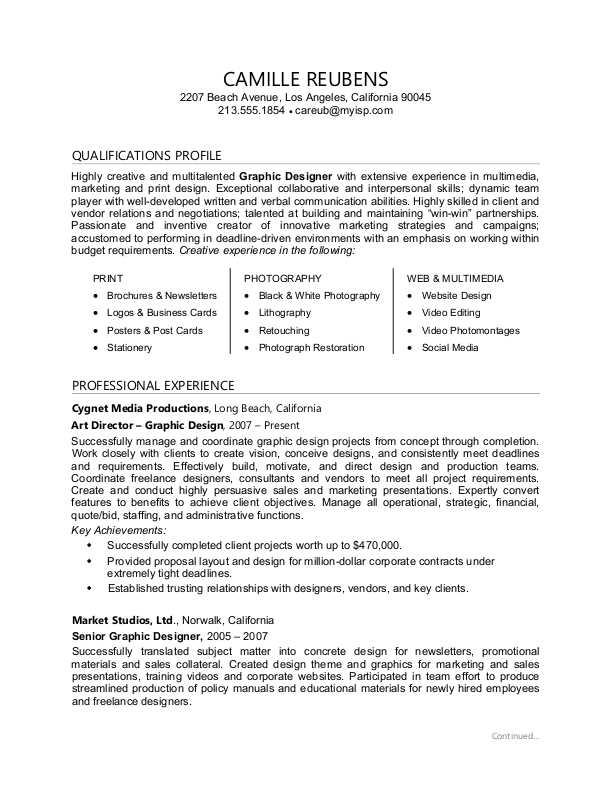 Graphic Designer Resume Monster