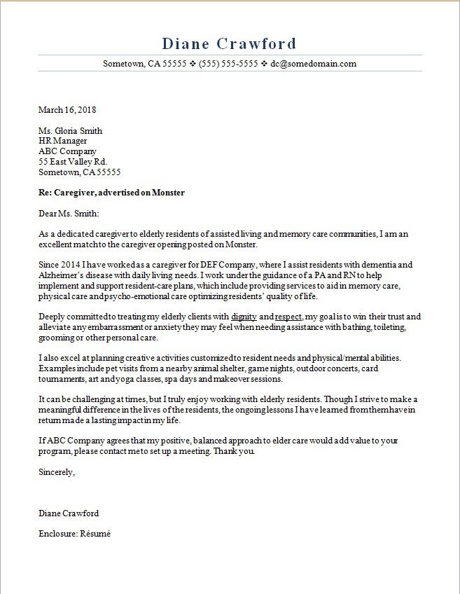  Cover Letter For Caregiver Job How To Write A Caregiver Cover Letter 