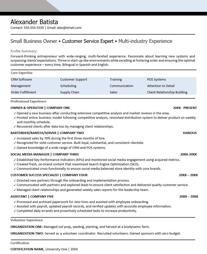 Business Owner Resume Sample Monster