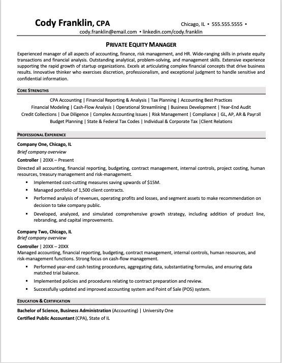 Private Equity Resume Monster
