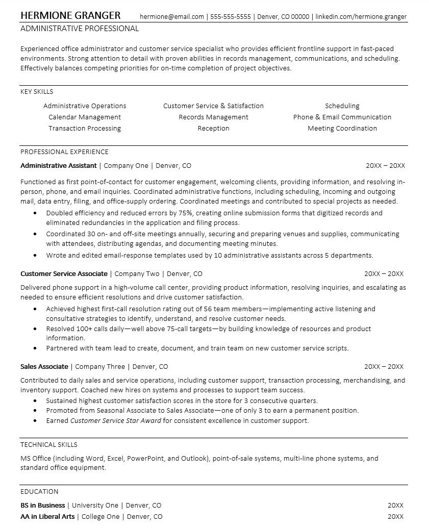 Work Resume Sample | Monster.com